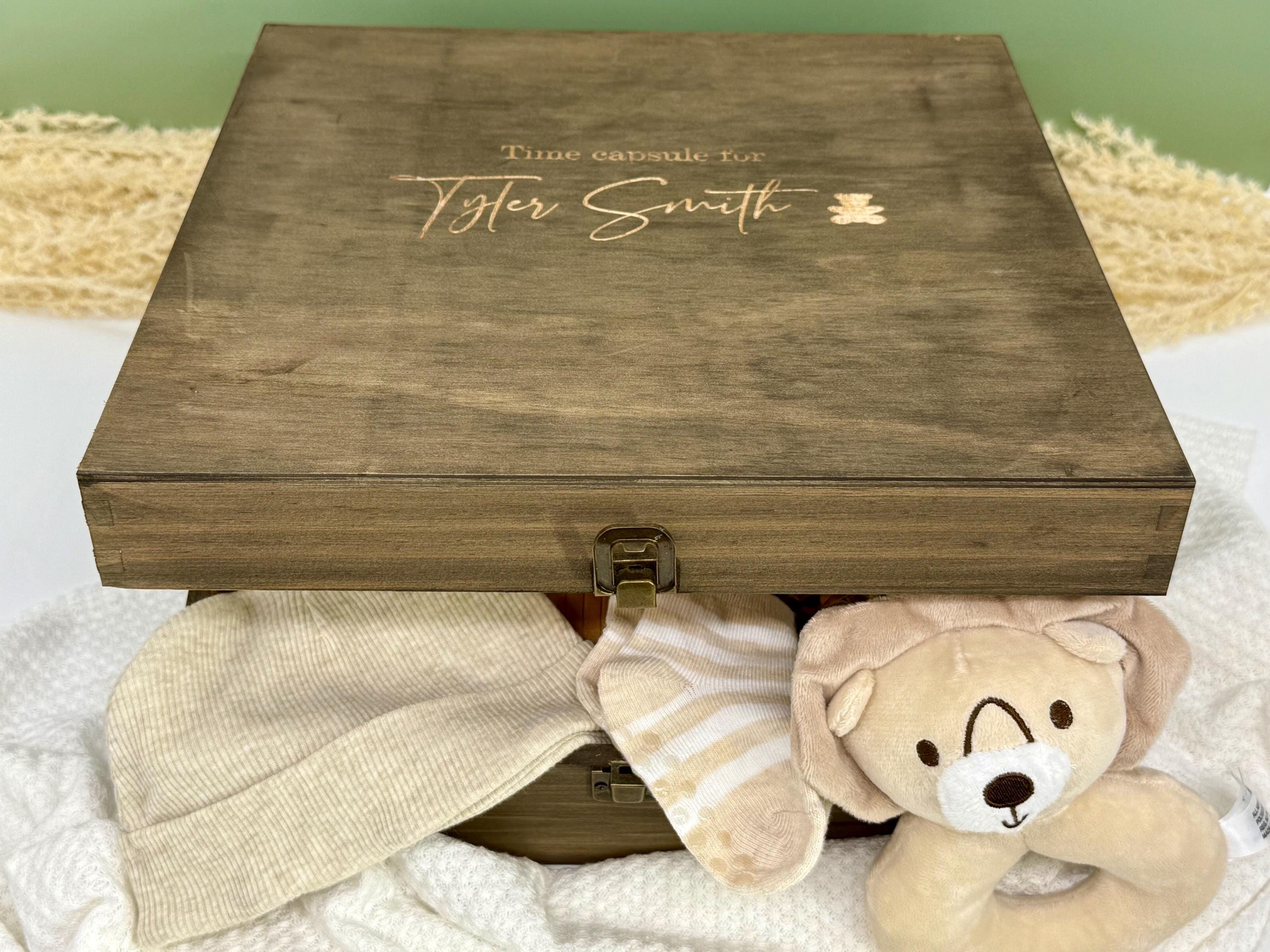 Baby Shower Time Capsule Wood Box - Engraved Baby Shower Keepsake Box ...