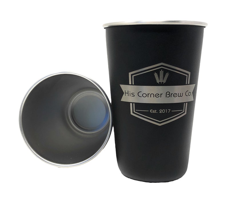 Personalized Black Stainless Steel Pint Glass Cup - Custom Pint Glass ...