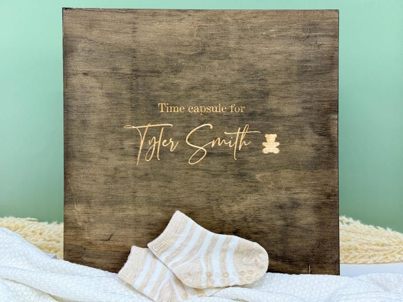 Baby Shower Time Capsule Wood Box - Engraved Baby Shower Keepsake Box ...