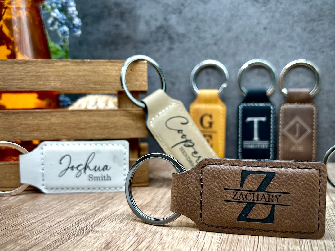 Personalized Keychain, Engraved Leather Key Holder, Key Chain for ...