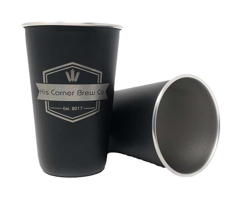 Personalized Black Stainless Steel Pint Glass Cup - Custom Pint Glass ...