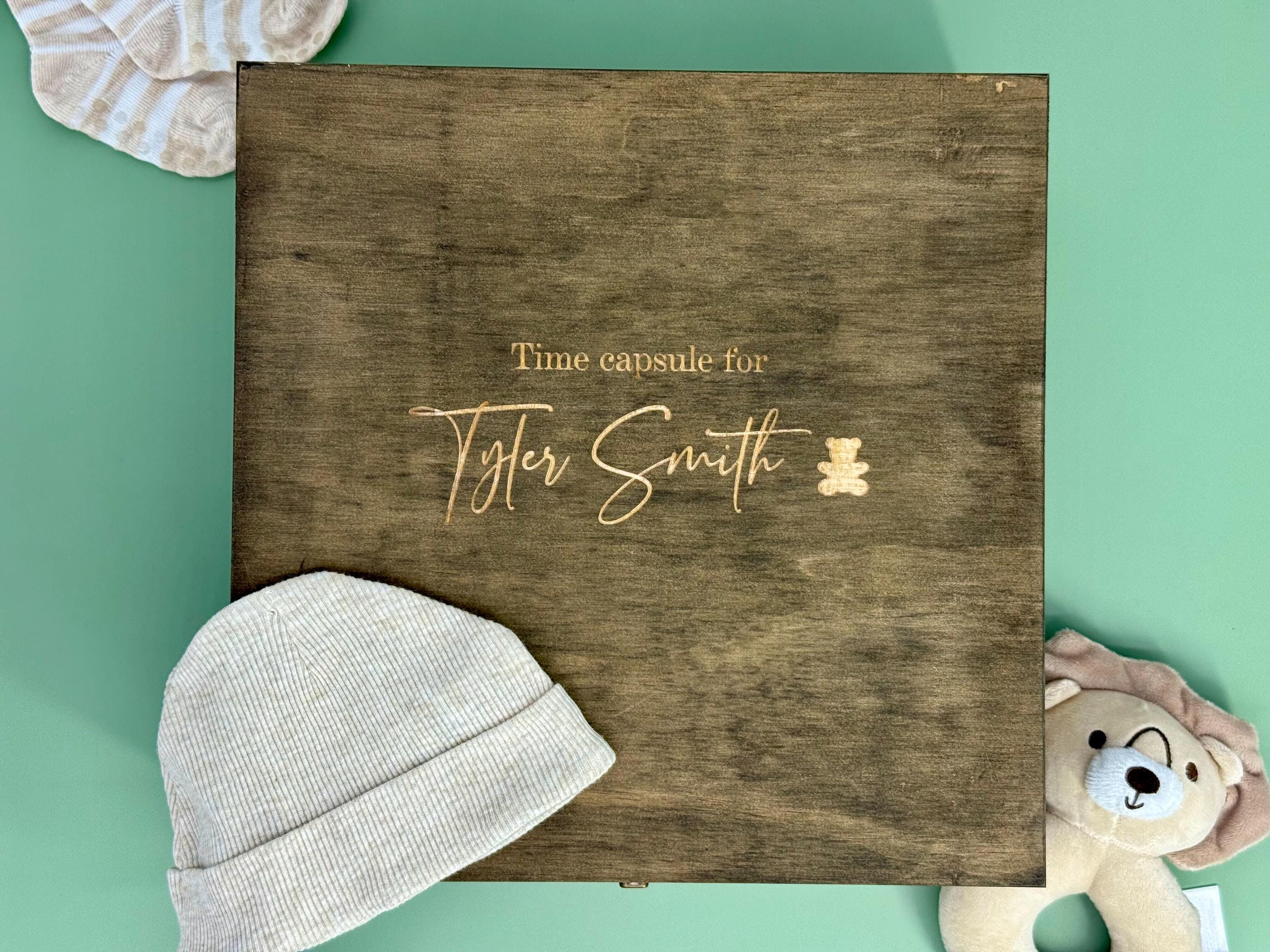 Baby Shower Time Capsule Wood Box - Engraved Baby Shower Keepsake Box ...