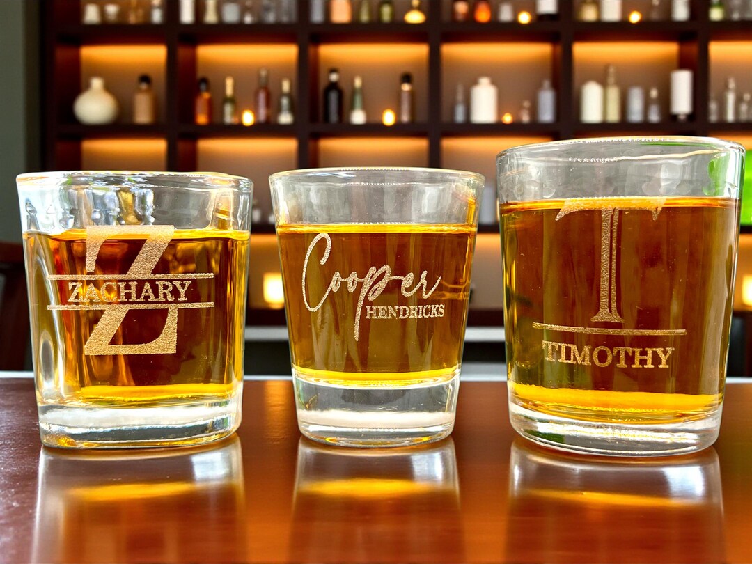 Personalized Shot Glasses – Groomsmen Gift or Wedding Favor – Engraved ...