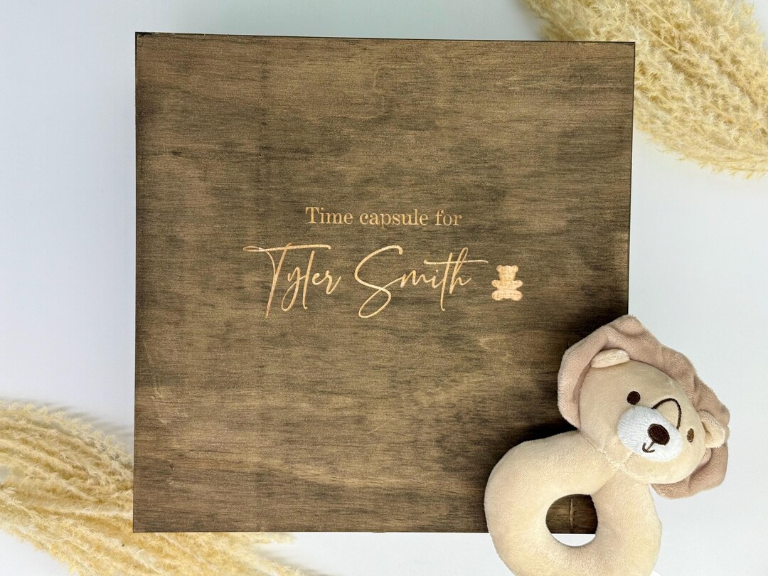 Baby Shower Time Capsule Wood Box - Engraved Baby Shower Keepsake Box ...