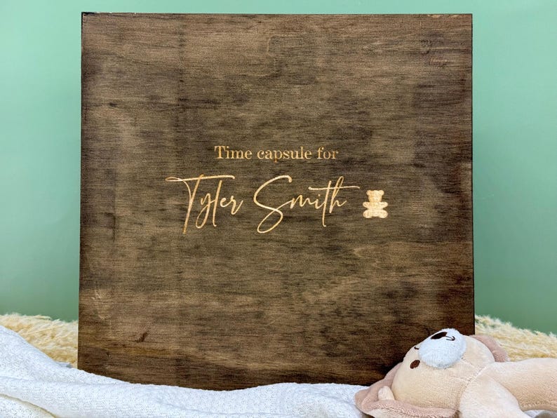 Baby Shower Time Capsule Wood Box - Engraved Baby Shower Keepsake Box ...