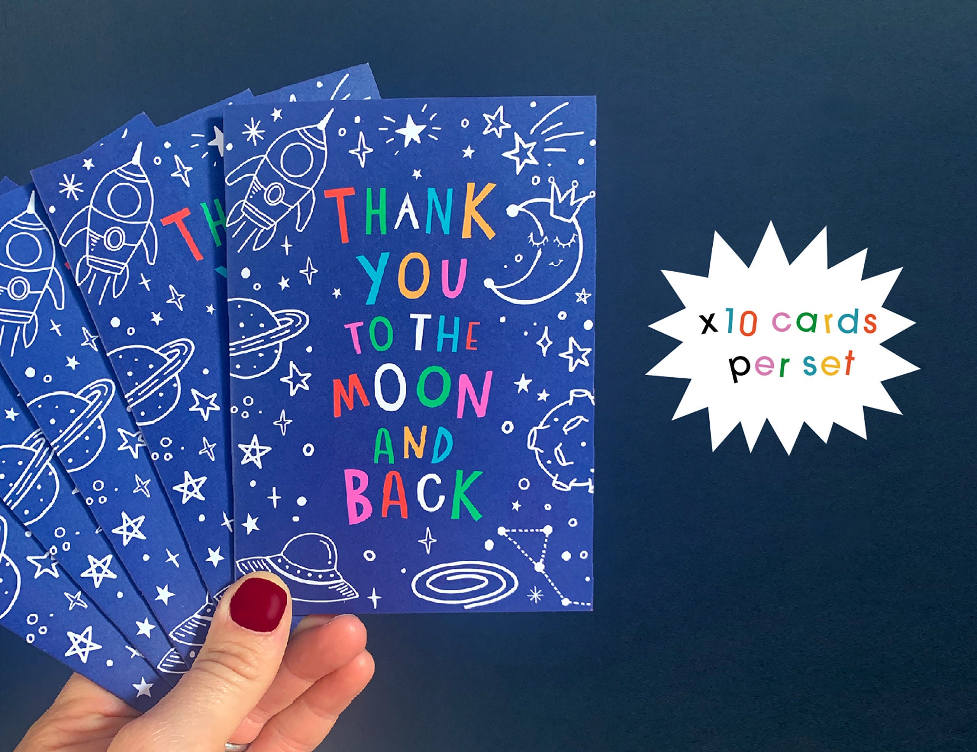 Thank You to the Moon and Back A6 Thank You Cards | Etsy