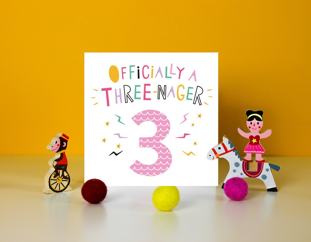 Officially a Three-nager Age 3 Birthday Card - Etsy