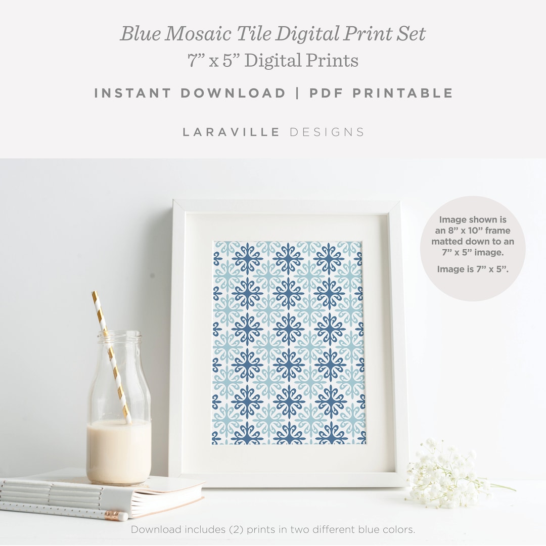 Mosaic Tile Wall Art, Digital Mosaic Tile Wall Art, Mosaic Tile Prints ...