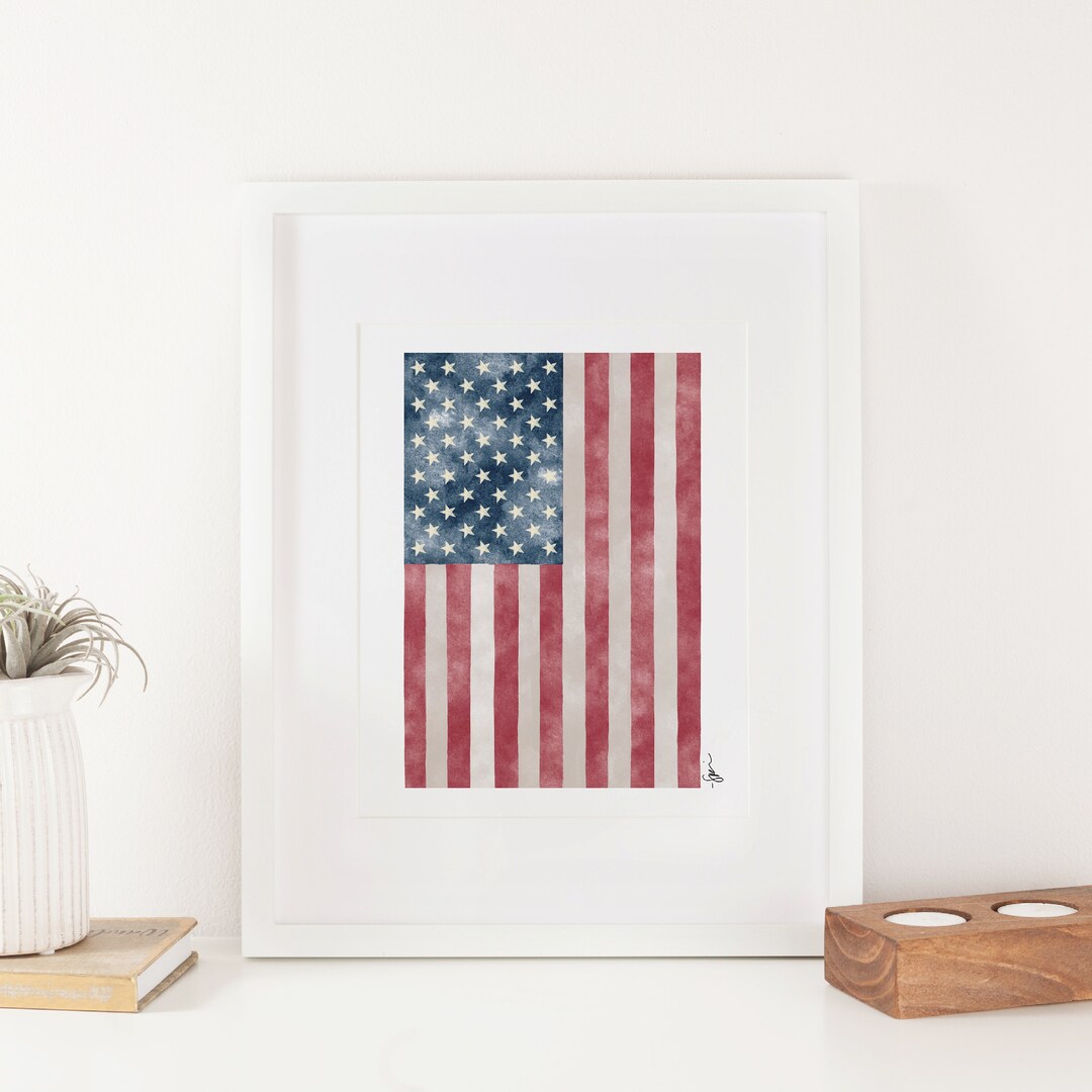 Patriotic Printable, Watercolor Art, American Flag, Watercolor Flag ...