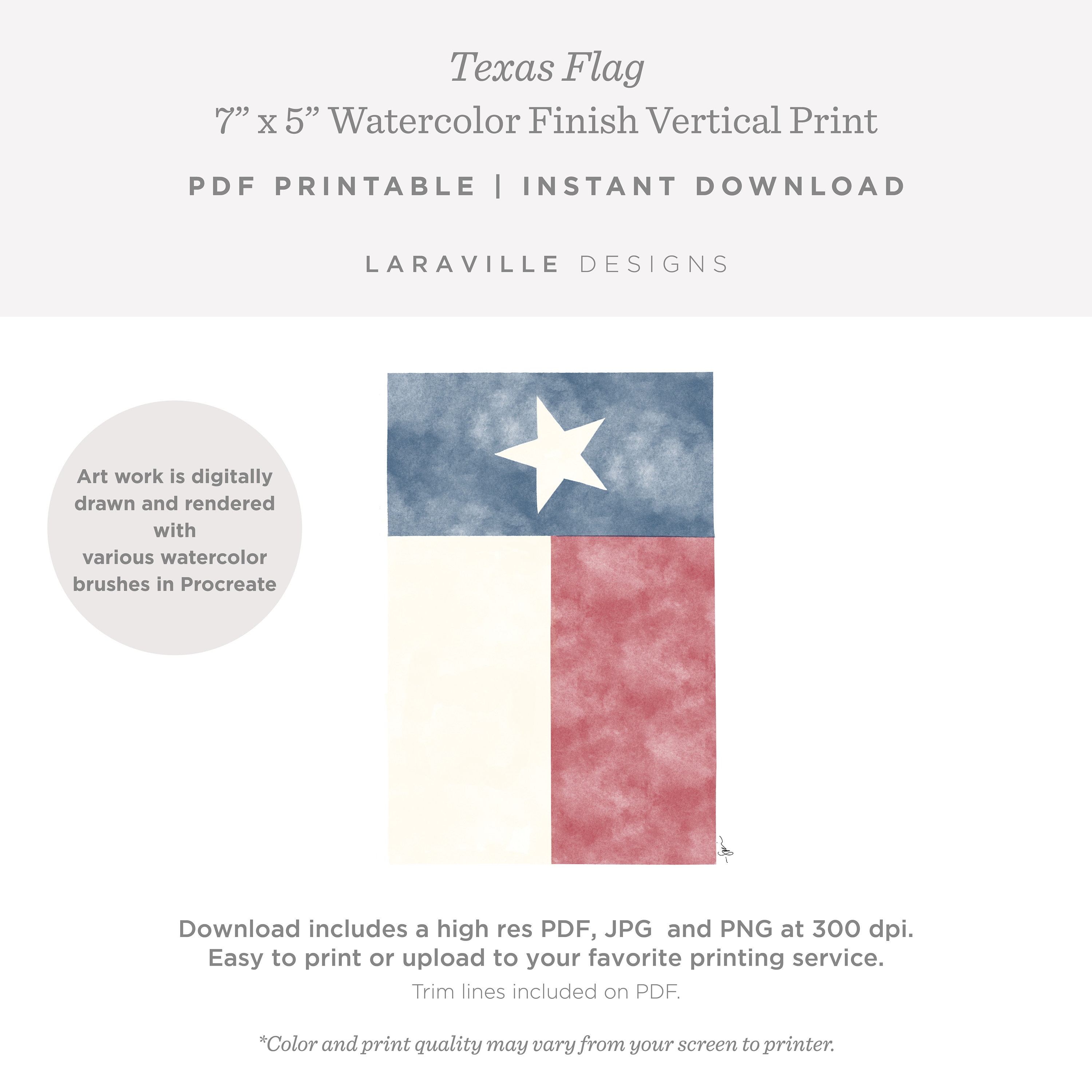 Watercolor Texas Flag, Watercolor Texas Flag Print, Watercolor Texas ...
