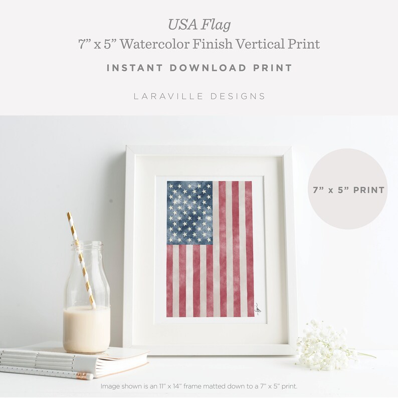 Patriotic Printable, Watercolor Art, American Flag, Watercolor Flag ...
