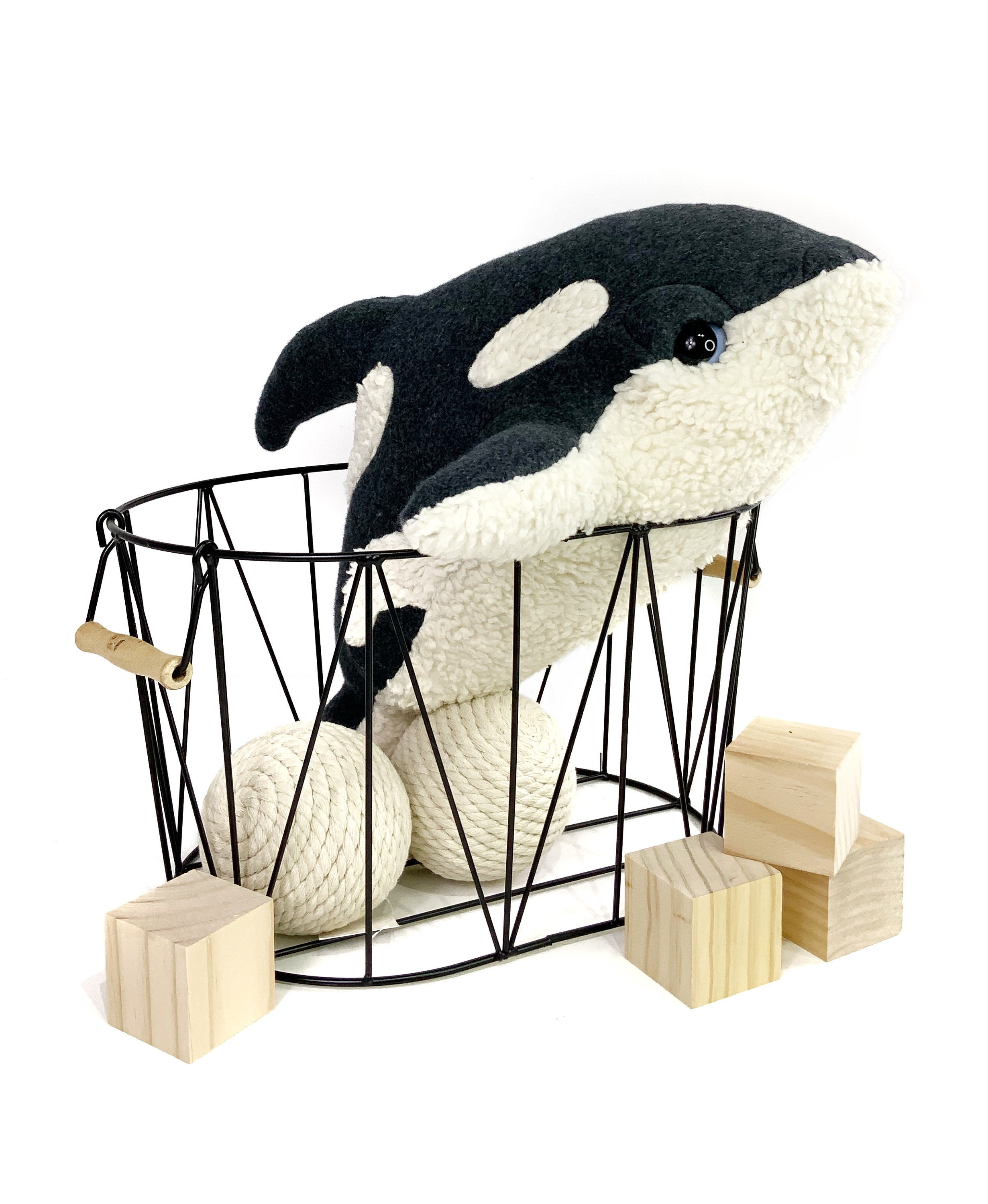 Little Black Baby Orca Plush - Dark Gray Organic Cotton Killer Whale ...
