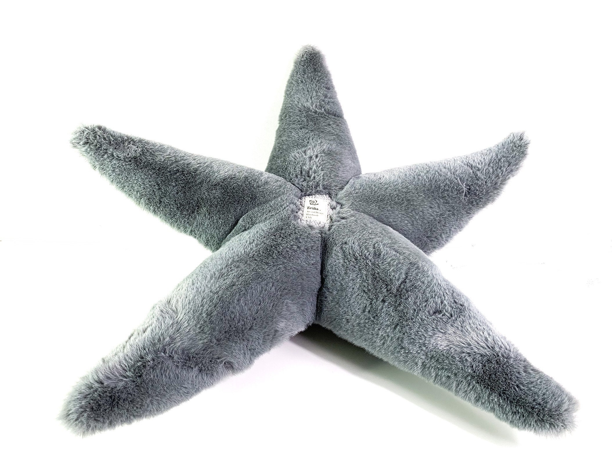 Coral Starfish Plush Pillow - Handmade Orange Sea Star Shaped Cushion ...