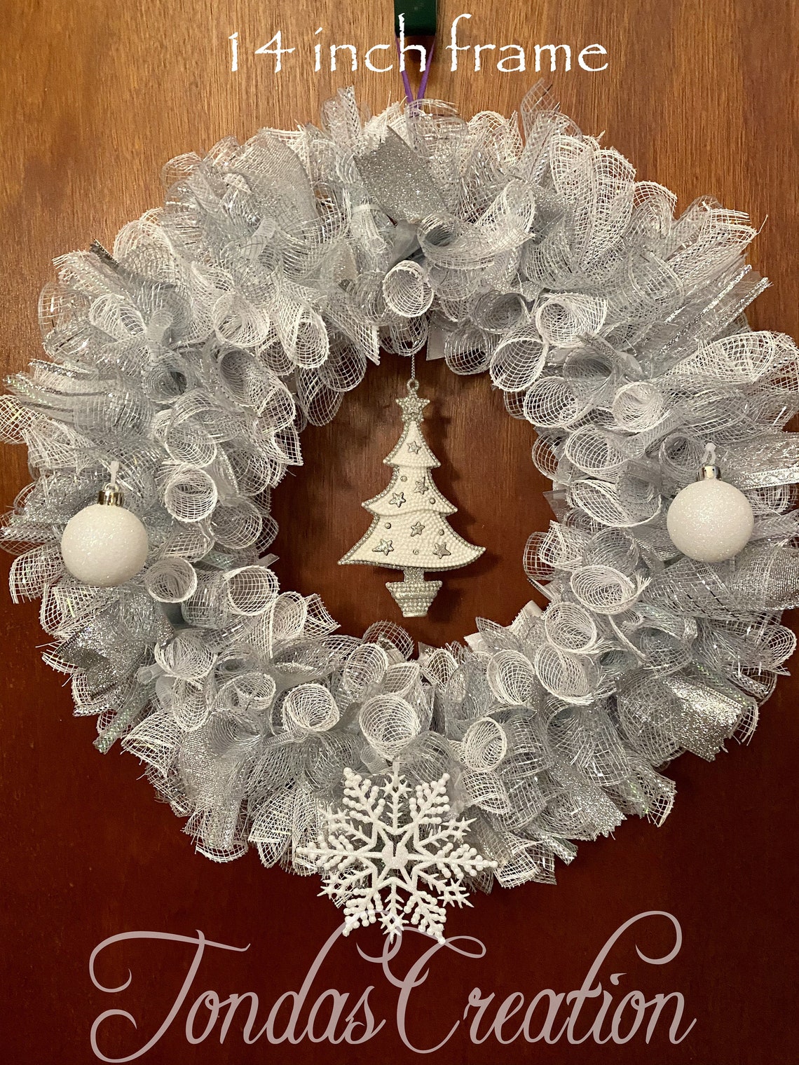 Silver Christmas Wreath | Etsy