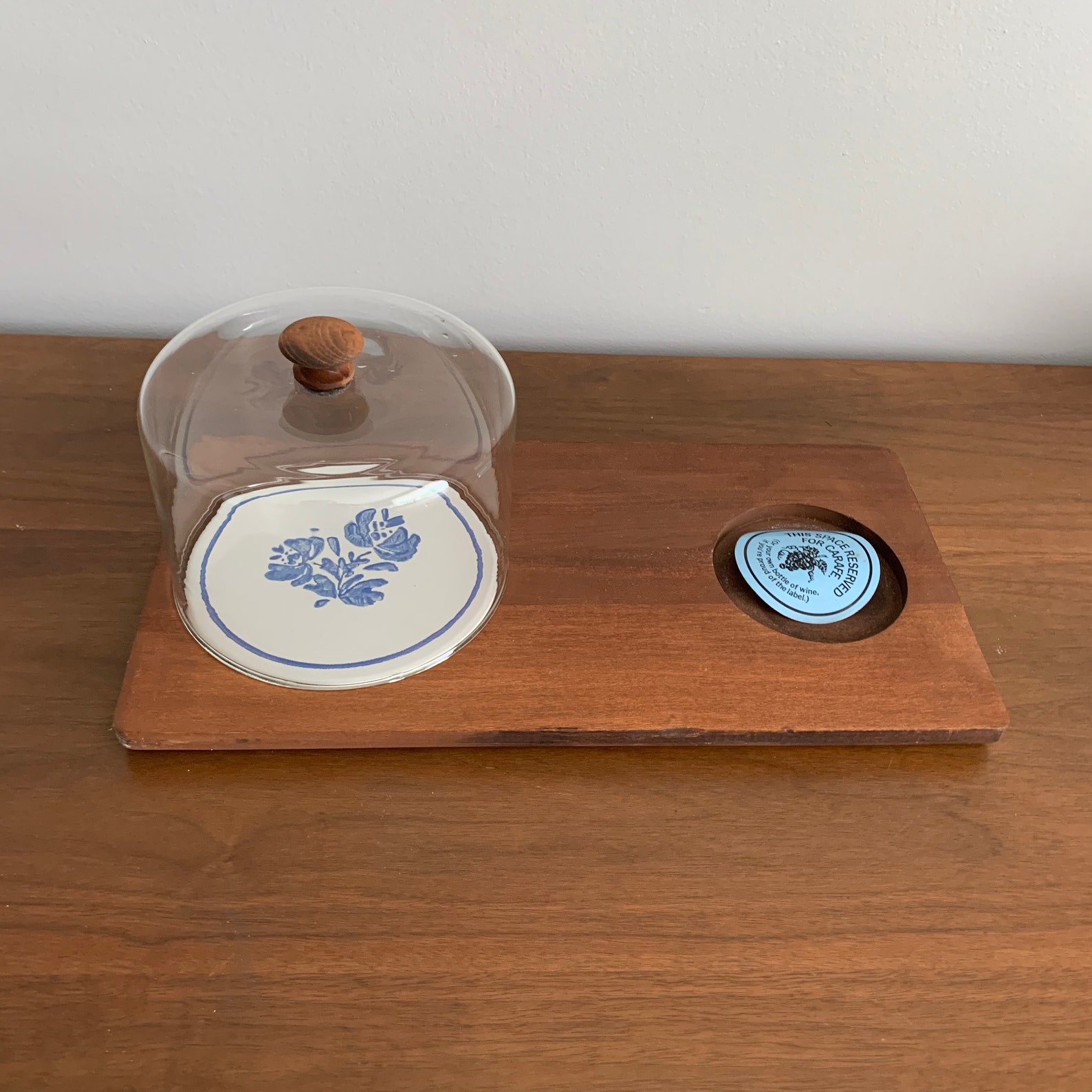 Vintage Cheese Board With Glass Dome Trivet and Spot for a - Etsy Sweden