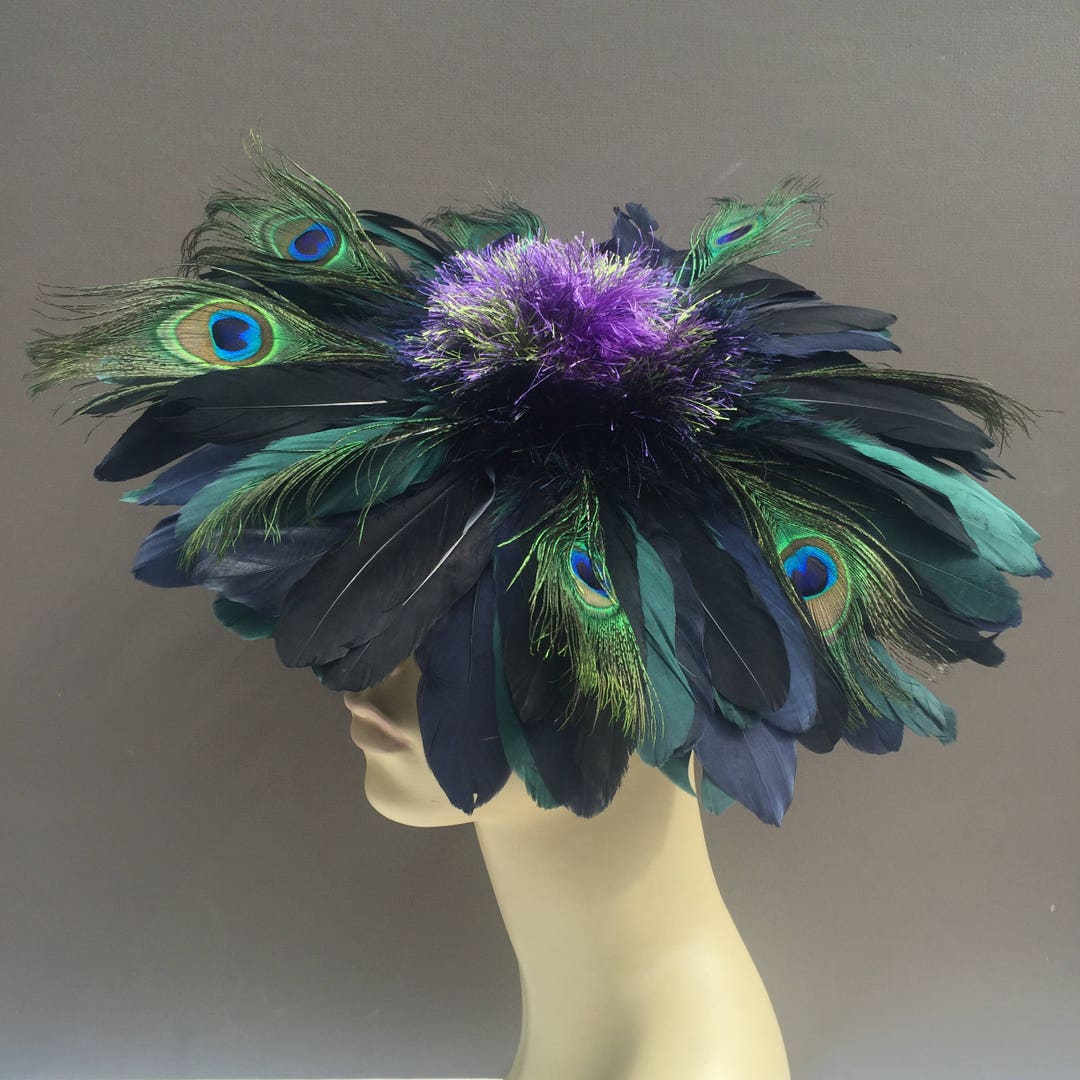 Art Deco Feather Fascinator: Surreal Thistle Hat, Ascot Derby Millinery ...