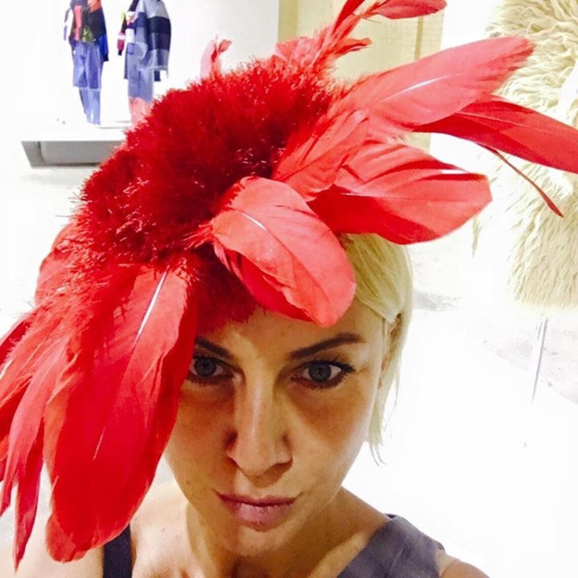 Scarlett Red Feather Flower Fascinator Mini Cocktail Hat - Etsy