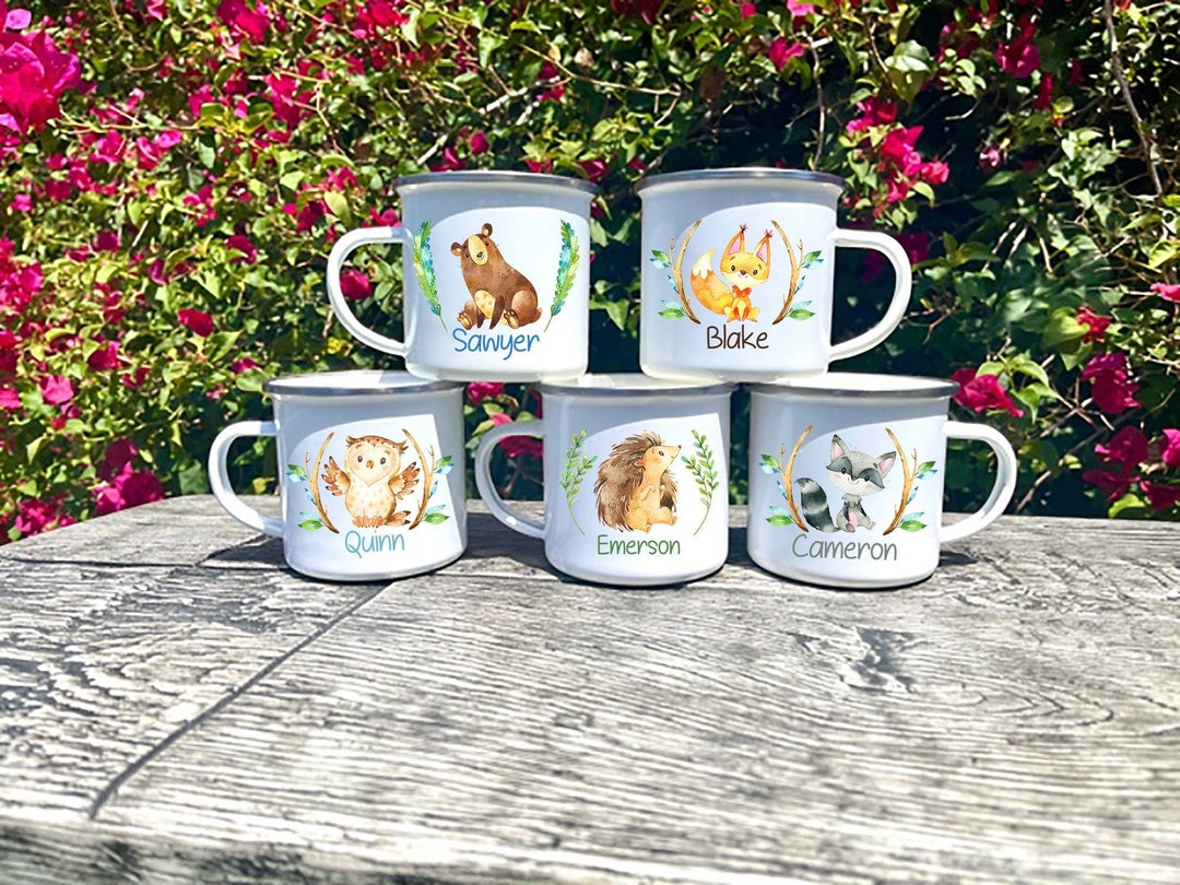 Kids Camp Mug, Woodland Animal Camp Mug, Personalized Camp Mug, Kids ...