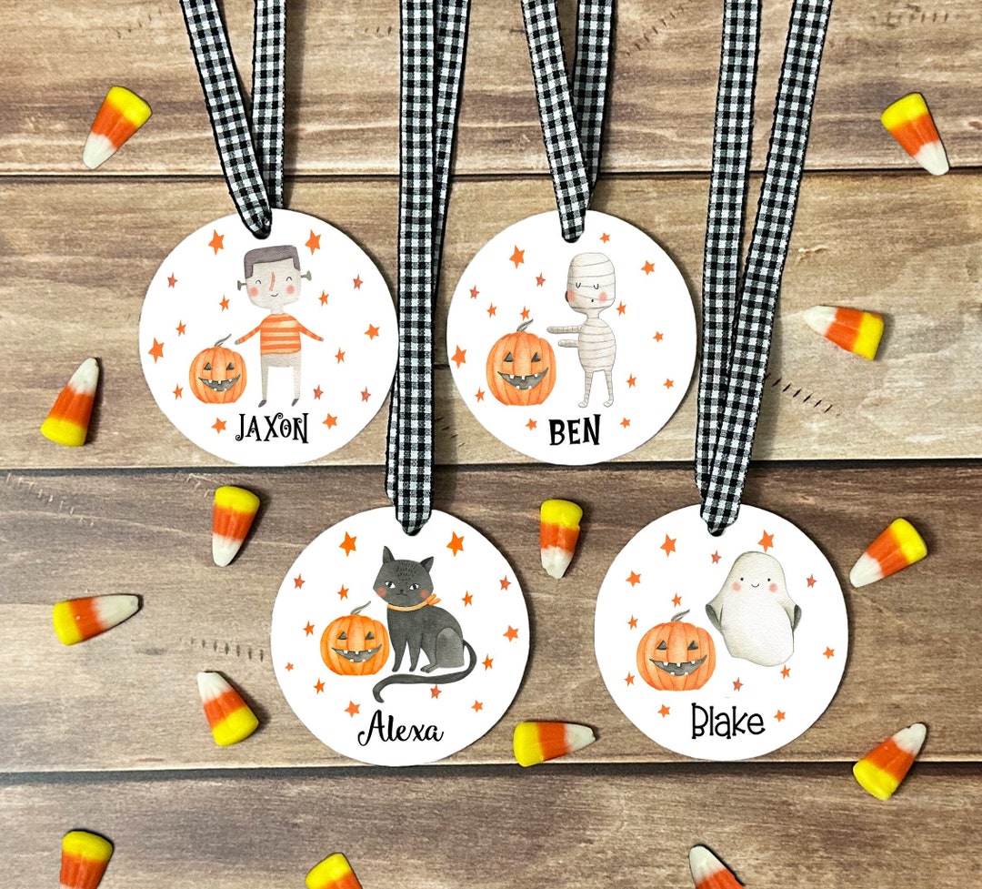 Custom Halloween Gift Tag, Personalized Halloween Boo Basket Tag, Trick ...