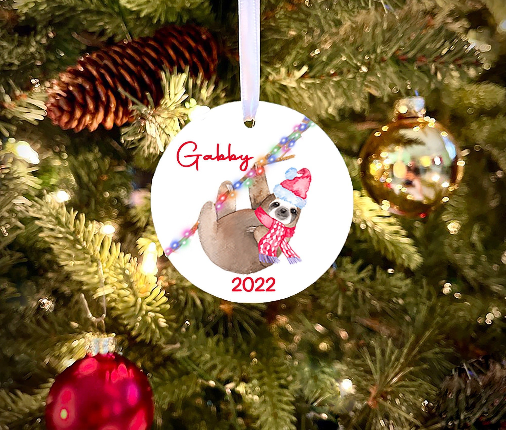 Sloth Christmas Ornament, Family Christmas Ornament, Ornament for Kids ...