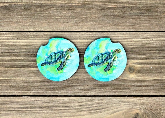 Sea Turtle car coaster SET sea turtle gifts sandstone car | Etsy
