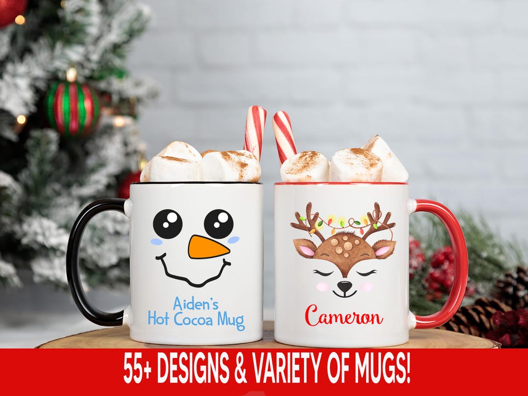 Personalized Hot Cocoa Mug, Personalized Christmas Coffee Mug, Holiday ...