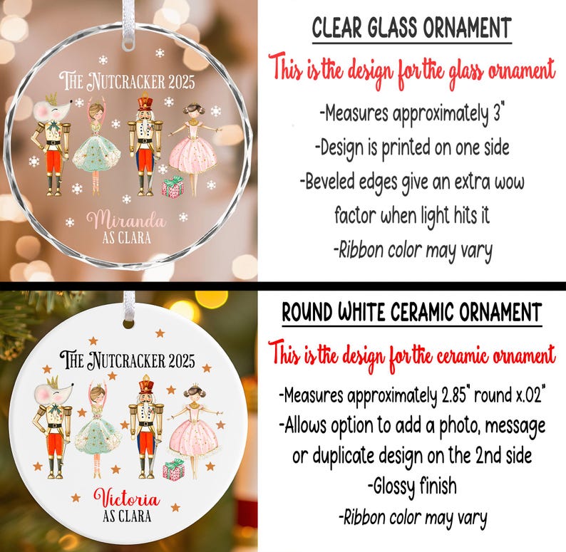 Personalized Nutcracker Ornament, Crystal Ballet Gift - Etsy
