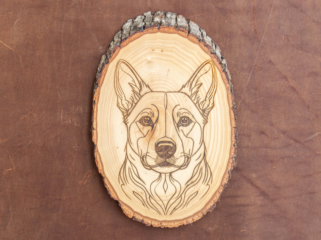 Custom Wooden Dog Portrait - Wooden Live Edge - Family Gifts - Engraved ...