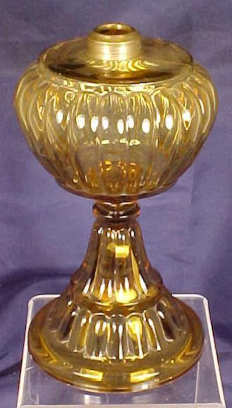 Antique Findlay Glass Kerosene Lamp Convex Rib Amber Glass Dalzell ...