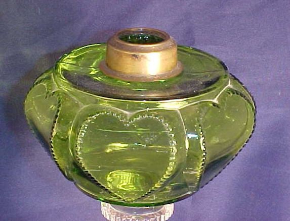 Antique Findlay Glass Two Tone Green Sweetheart Kerosene Lamp - Etsy