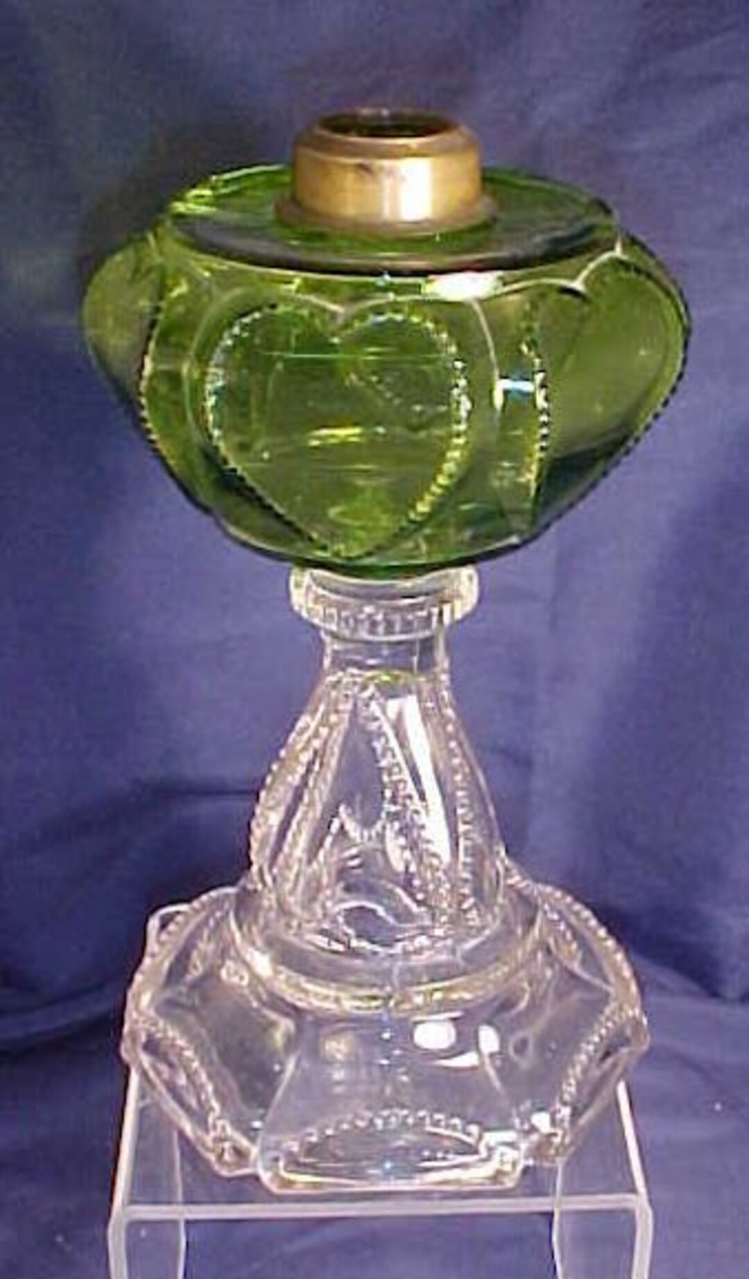 Antique Findlay Glass Two Tone Green Sweetheart Kerosene Lamp - Etsy