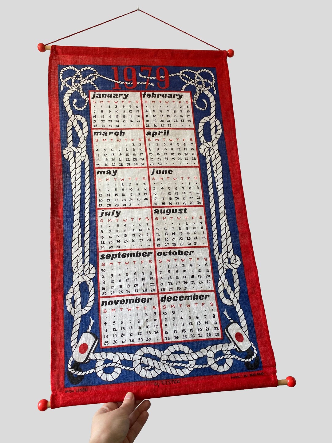 1979 Vintage Irish Linen Calendar Towel: Nautical Anchor Wall Decor - Etsy