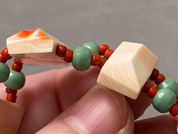 Rare Art Deco antique natural undyed orange and white… - Gem