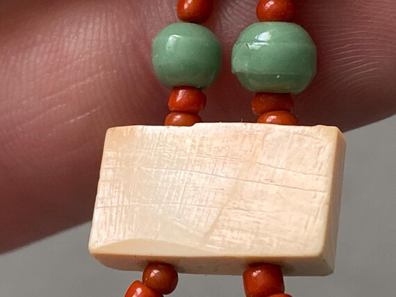 Rare Art Deco antique natural undyed orange and white… - Gem