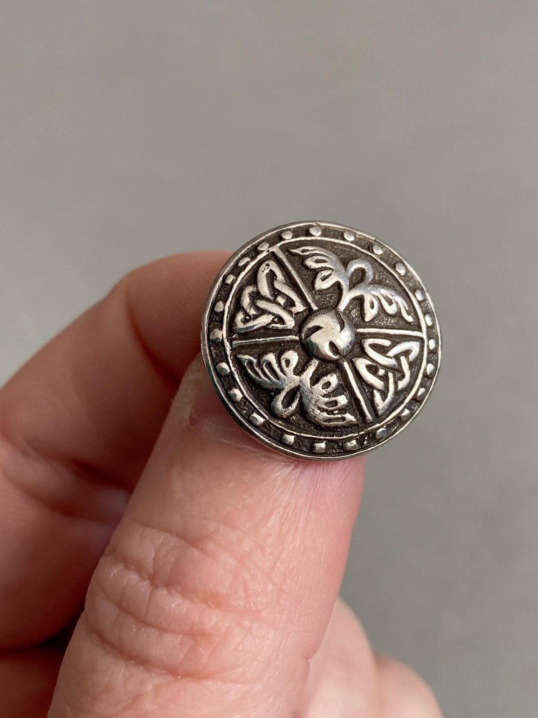 Vintage Celtic Silver Small Shield Brooch, Double Triquetra, Tree-of ...