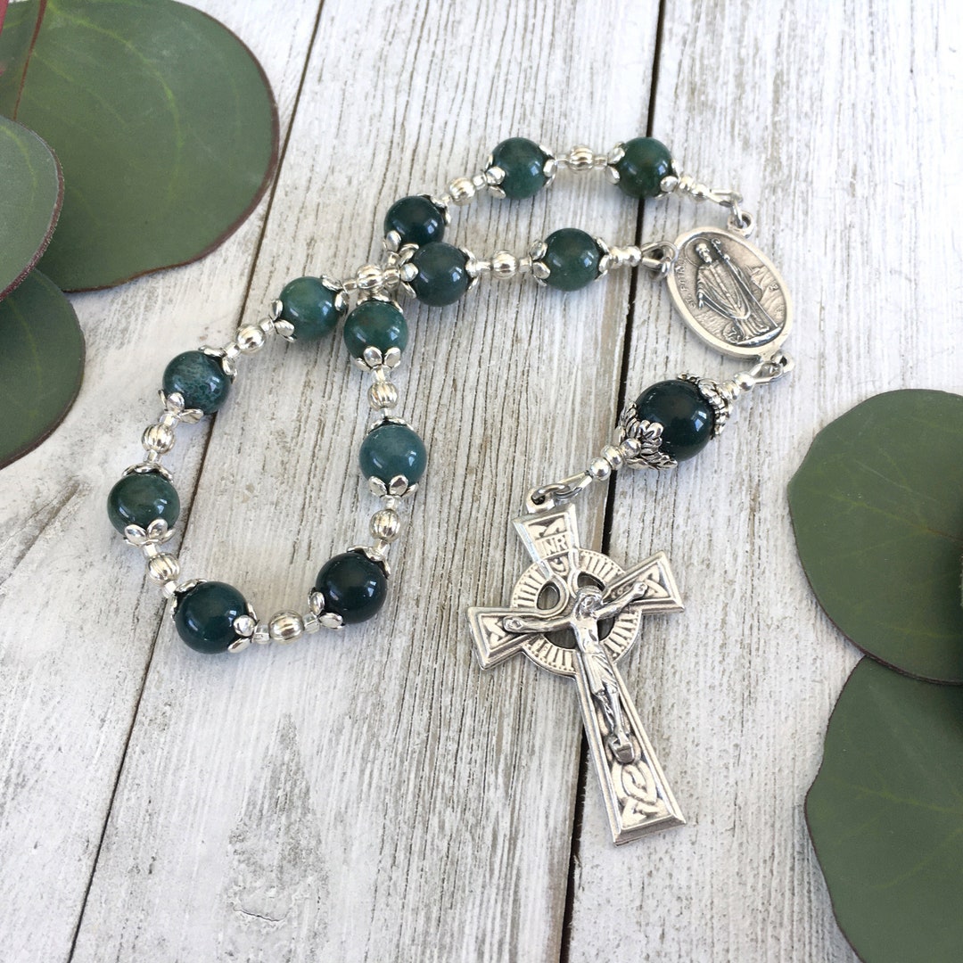 St. Patrick Chaplet • Green Agate Semi Precious Gemstones • Handmade ...