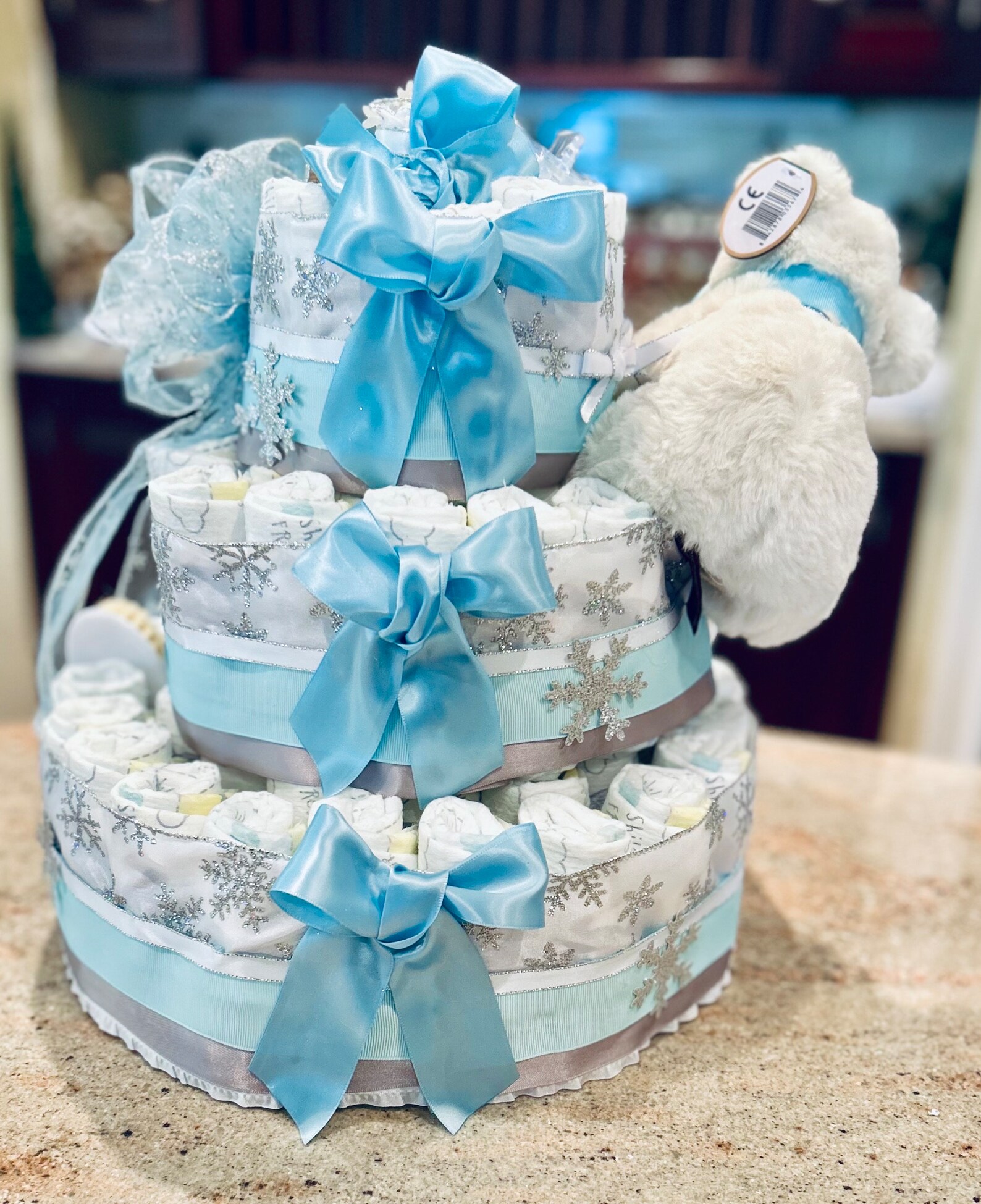 Let It Snow, Baby It's Cold Diapercake W/plush Polarbear, Pacifiers ...