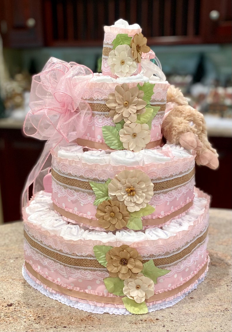 Premium 4 Tier Sloth Diaper Cake With Stuffed Sloth - Etsy