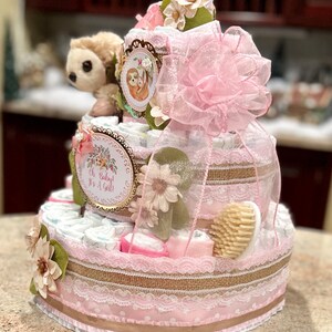 Premium 4 Tier Sloth Diaper Cake With Stuffed Sloth, Pacifiers, Brush ...