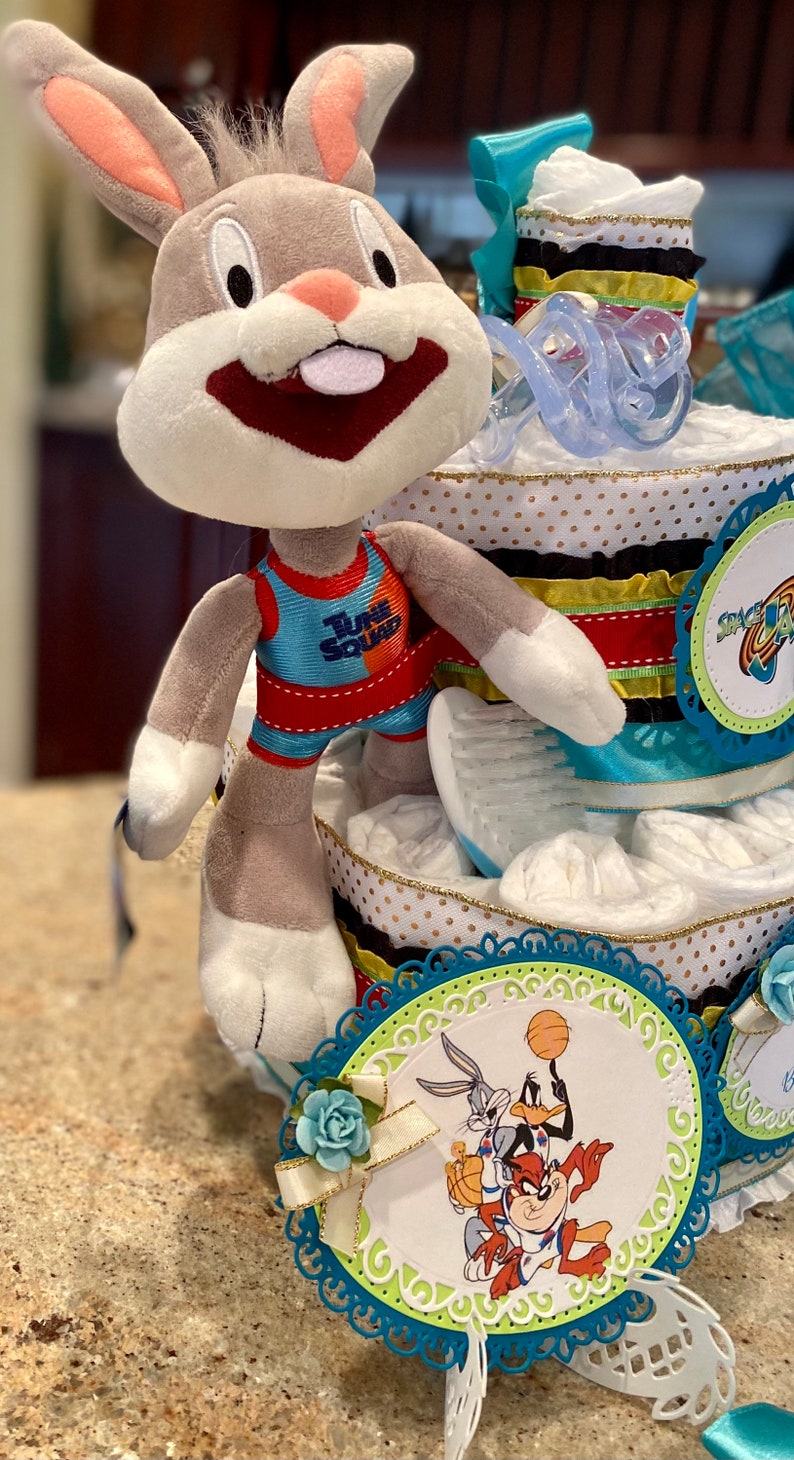 Premium 3 Tier Space Jam Diaper Cake Includes Stuffed Toy - Etsy
