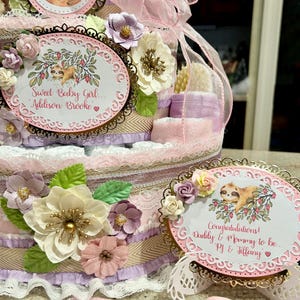 Premium 4 Tier Sloth Diaper Cake With Stuffed Sloth, Pacifiers, Brush ...