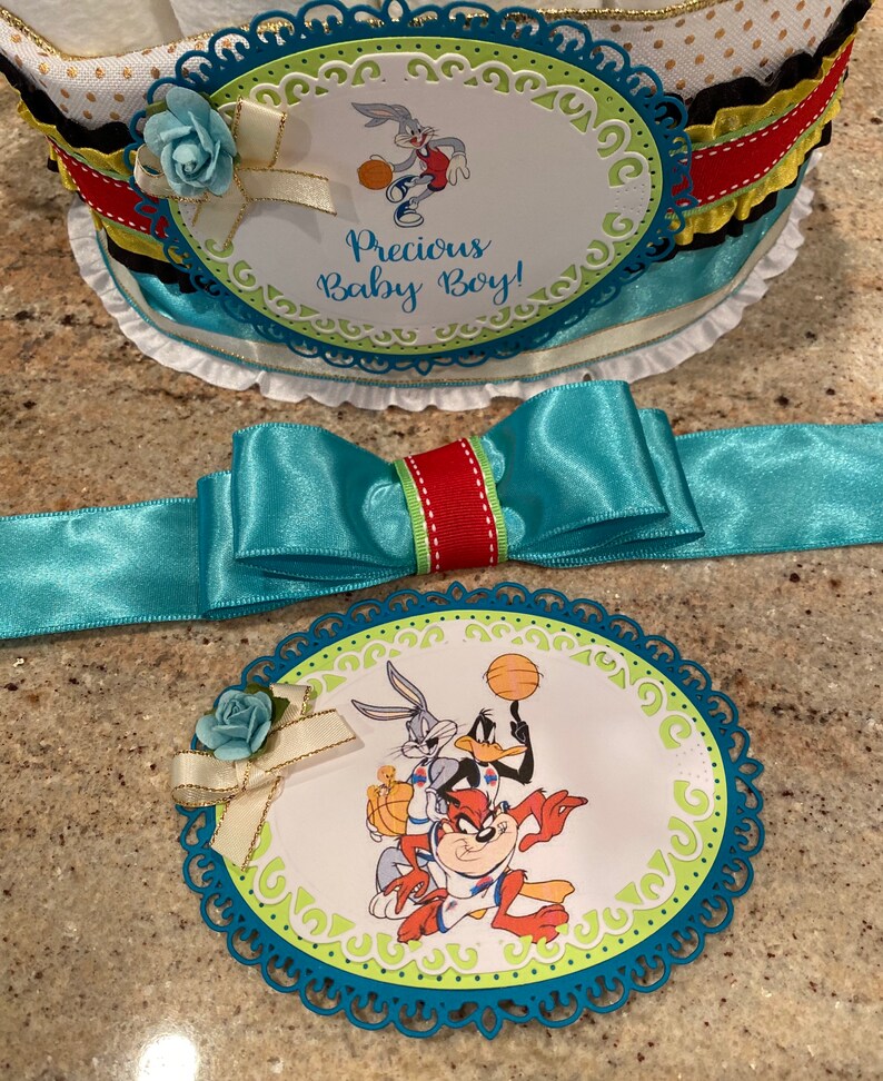 Premium 3 Tier Space Jam Diaper Cake Includes Stuffed Toy - Etsy