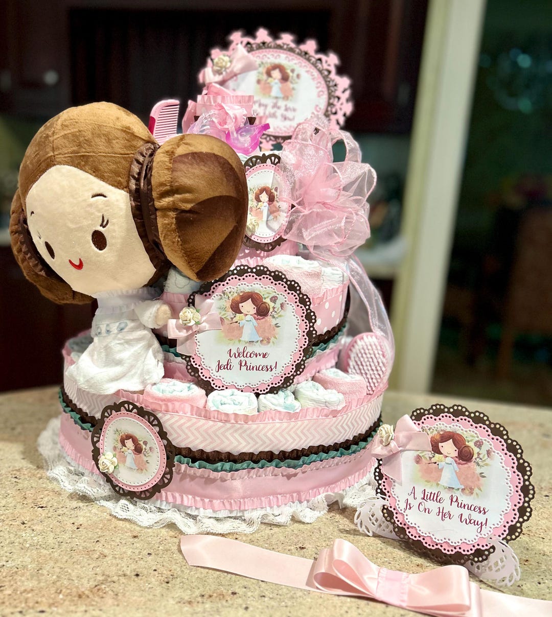 Princess Leia Star Wars Diaper Cake W/ Plush Doll, Washcloths ...