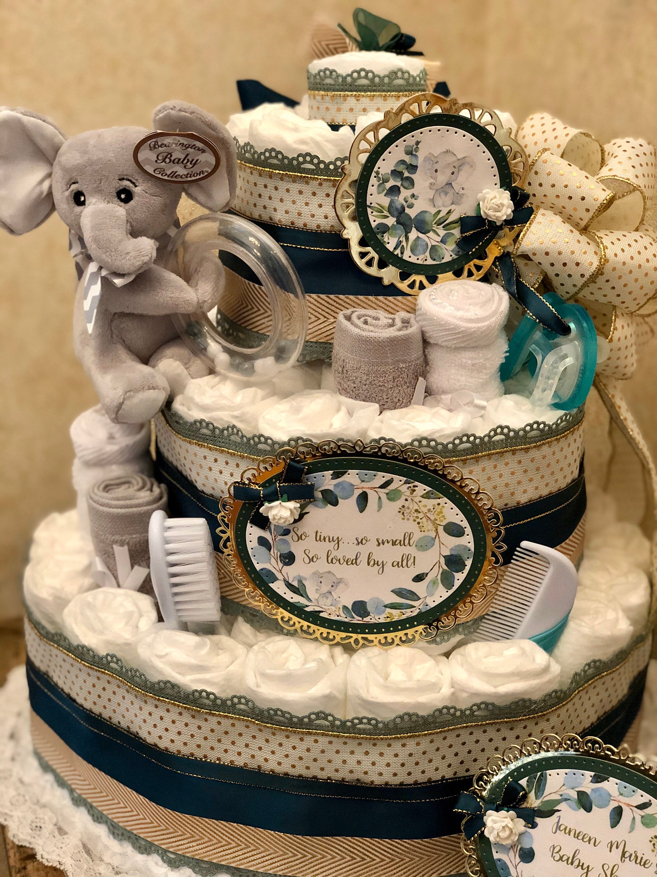 4 Tier Diaper Cake Gender Neutral Diaper Cake Gender Reveal | Etsy