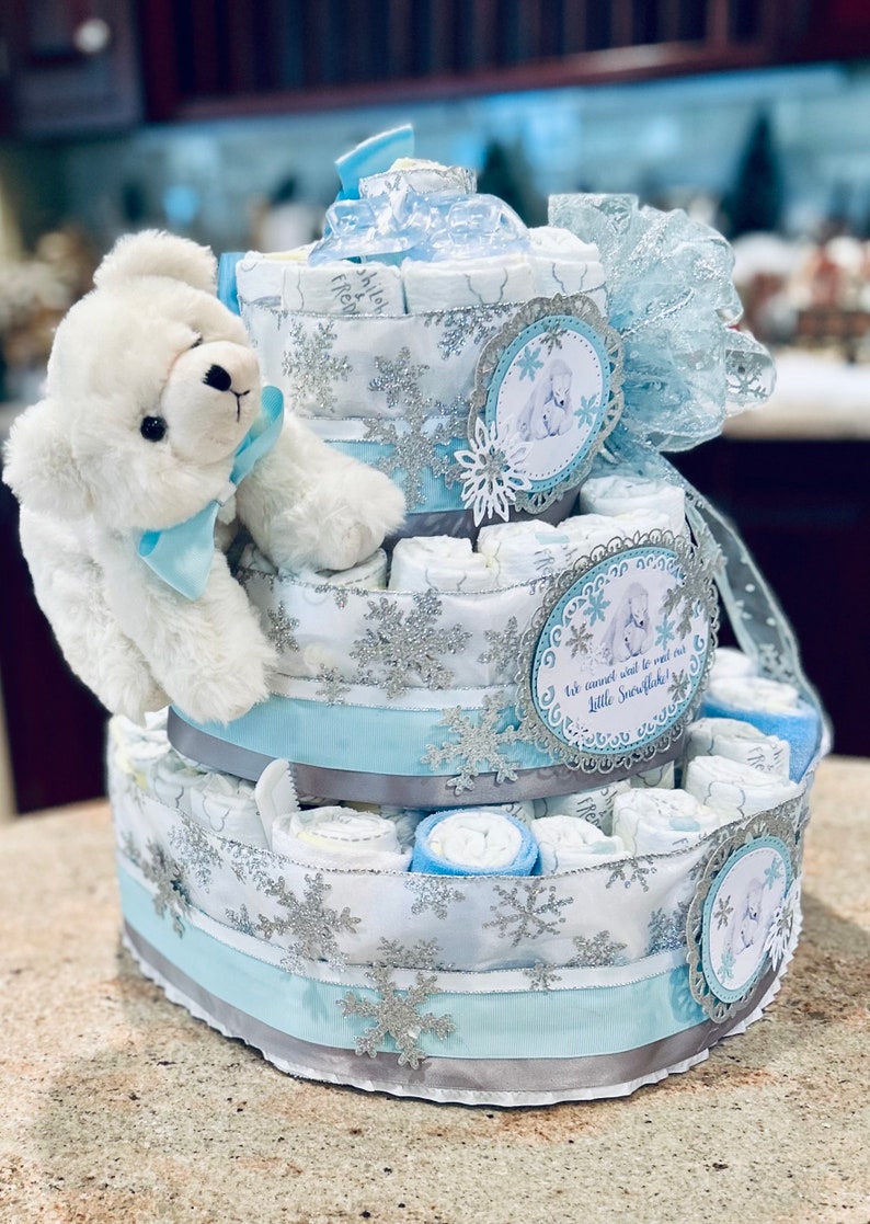 Let It Snow, Baby It's Cold Diapercake W/plush Polarbear, Pacifiers ...