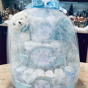 Let It Snow, Baby It's Cold Diapercake W/plush Polarbear, Pacifiers ...