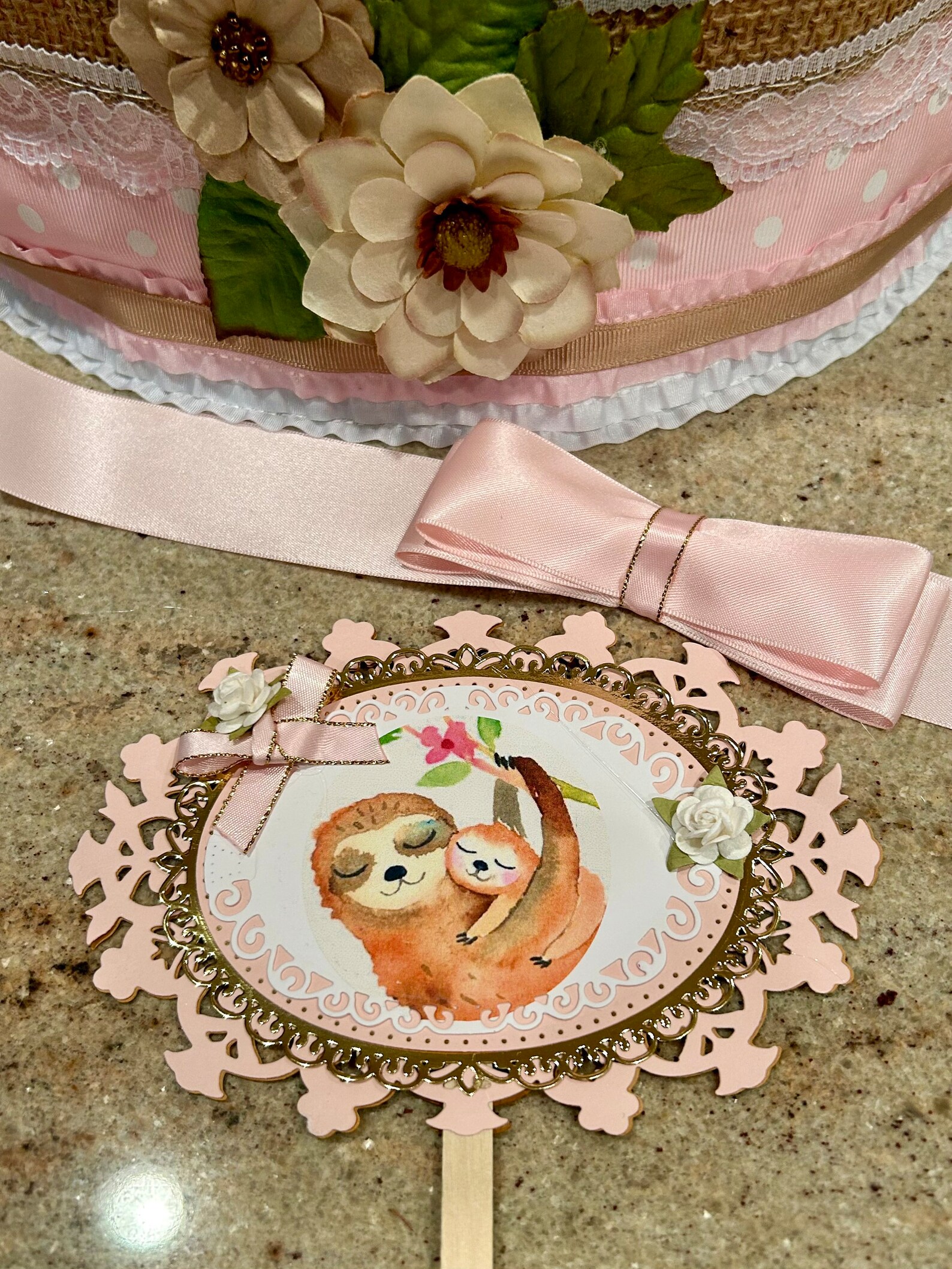 Premium 4 Tier Sloth Diaper Cake With Stuffed Sloth - Etsy