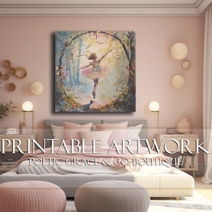 PRINTABLE Wall Art Girls Room Ballerina & Bows Gradient Ballerina Art ...