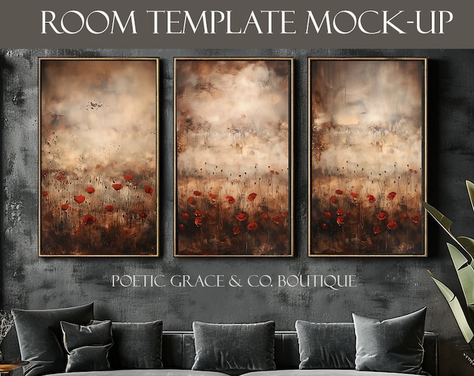Triptych Frame Room Template Mockup - Etsy