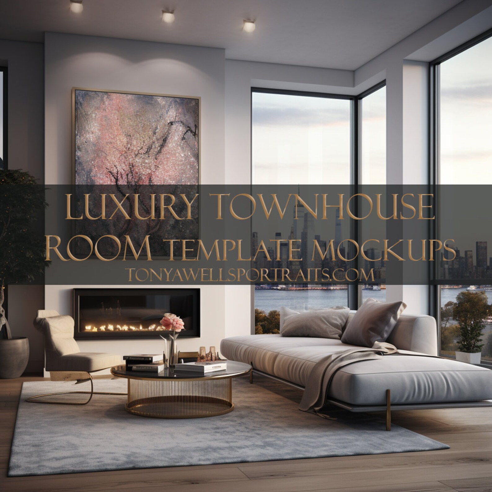 Luxury Townhouse Room Mockup Templates: Artist Showcase (digital ...